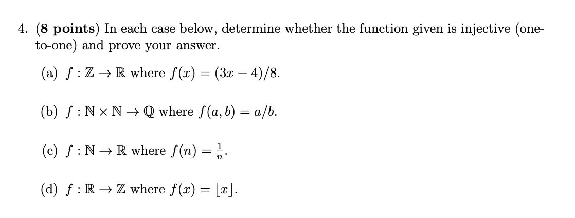 Solved 4. (8 points) In each case below, determine whether | Chegg.com