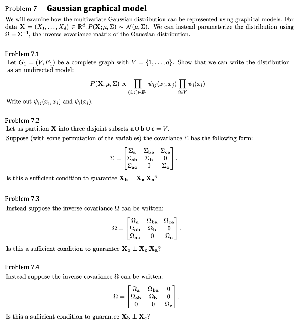 Solved Problem 7 Gaussian graphical model We will examine | Chegg.com