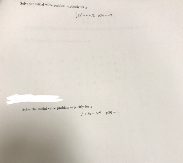 Solved Solve the initial value problem explicitly for y. 5W | Chegg.com