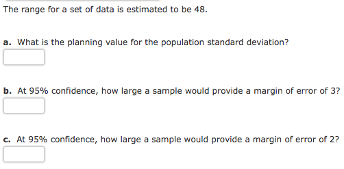 Solved The range for a set of data is estimated to be 48. a. | Chegg.com