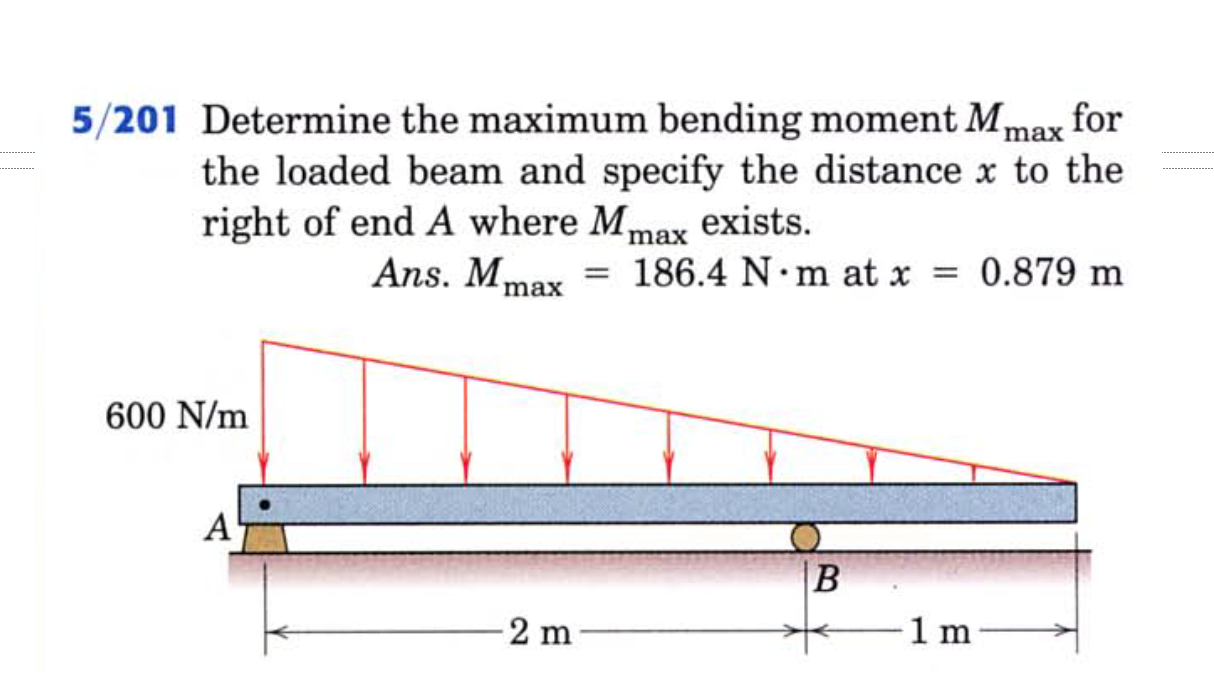 Solved 5/201 Determine the maximum bending moment Mmax for | Chegg.com
