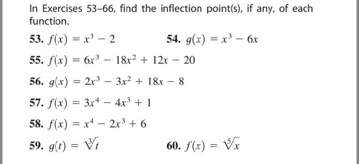Solved In Exercises 53-66, find the inflection point(s), if | Chegg.com