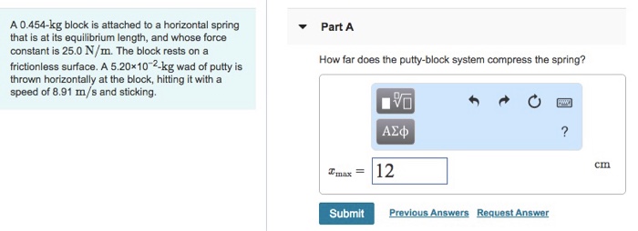Solved How far does the putty block system compress the | Chegg.com