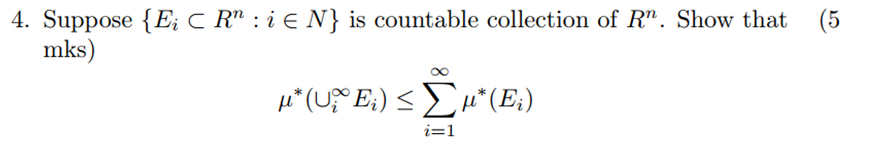 Solved Suppose {EisubRn:iinN} ﻿is countable collection of | Chegg.com