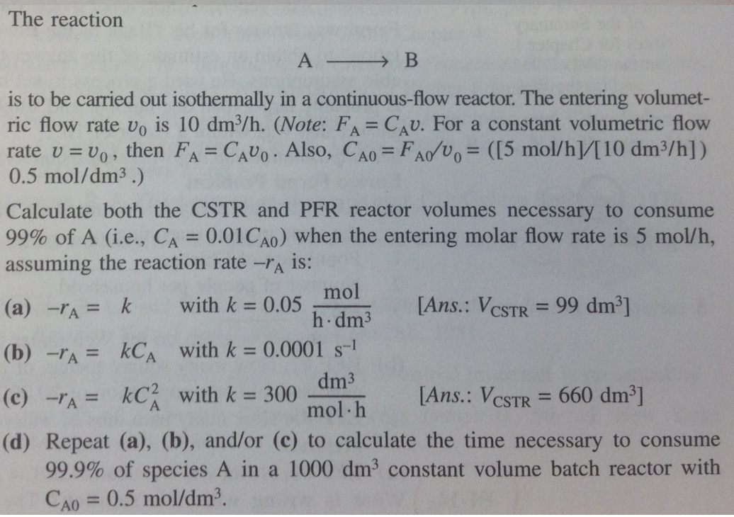 Solved The reaction A - B is to be carried out isothermally | Chegg.com