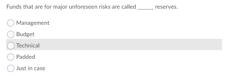 Solved Funds that are for major unforeseen risks are called | Chegg.com
