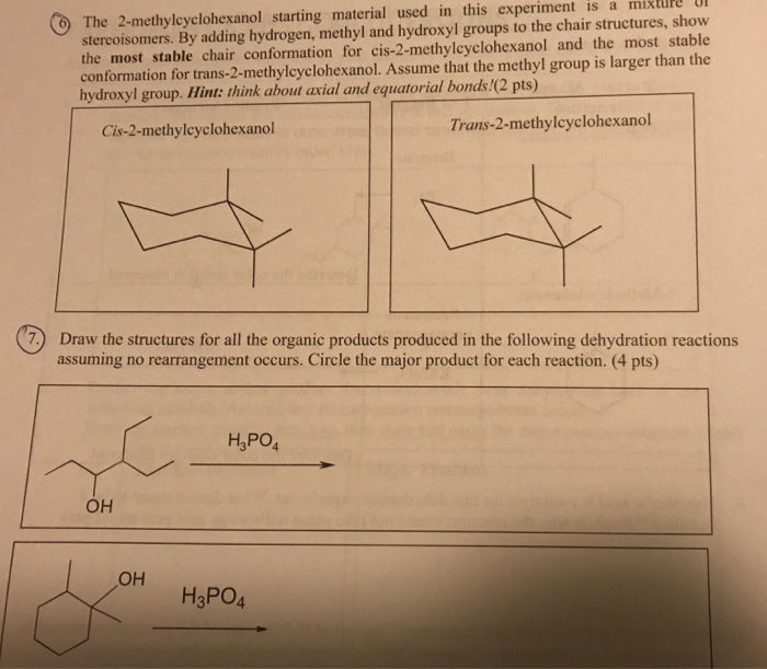 Solved experiment is a mixture U The 2-methylcyclohexanol | Chegg.com