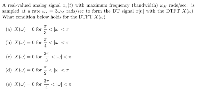 Solved A real-valued analog signal x (t) with maximum | Chegg.com