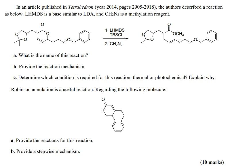 Solved In an article published in Tetrahedron (year 2014, | Chegg.com