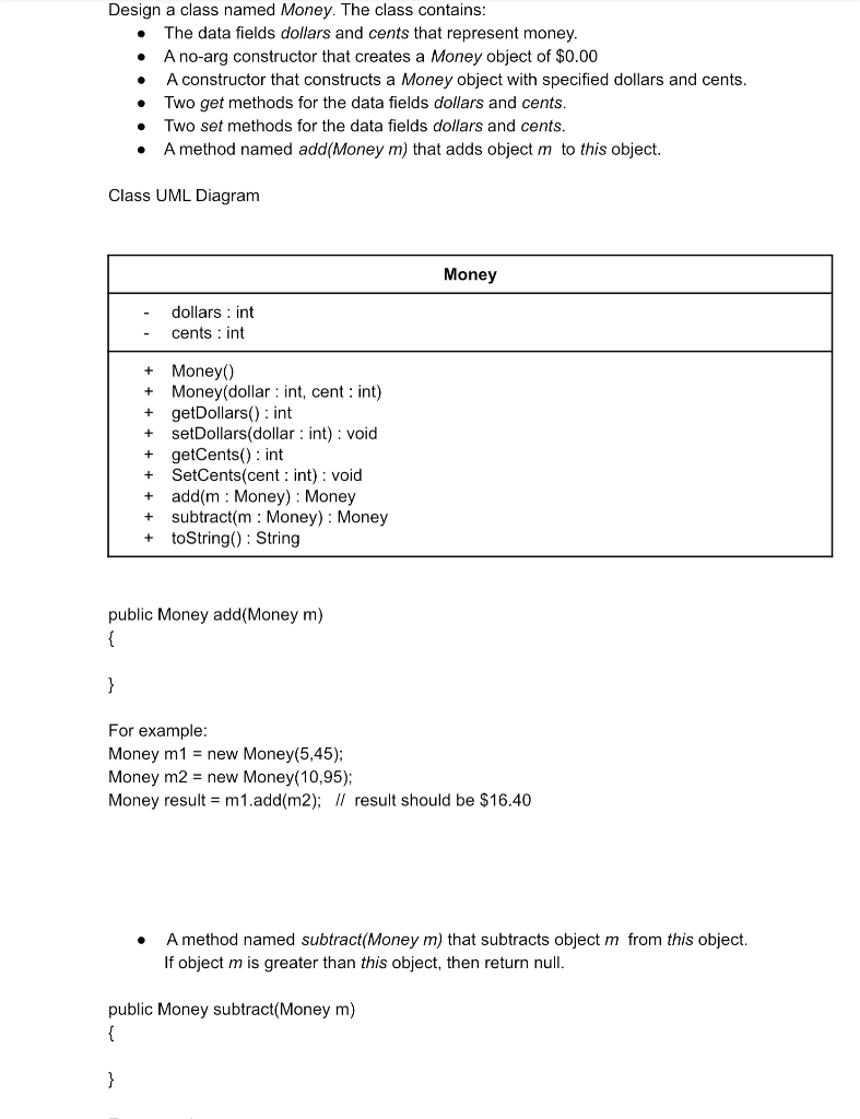 Solved Design a class named Money. The class contains: The | Chegg.com