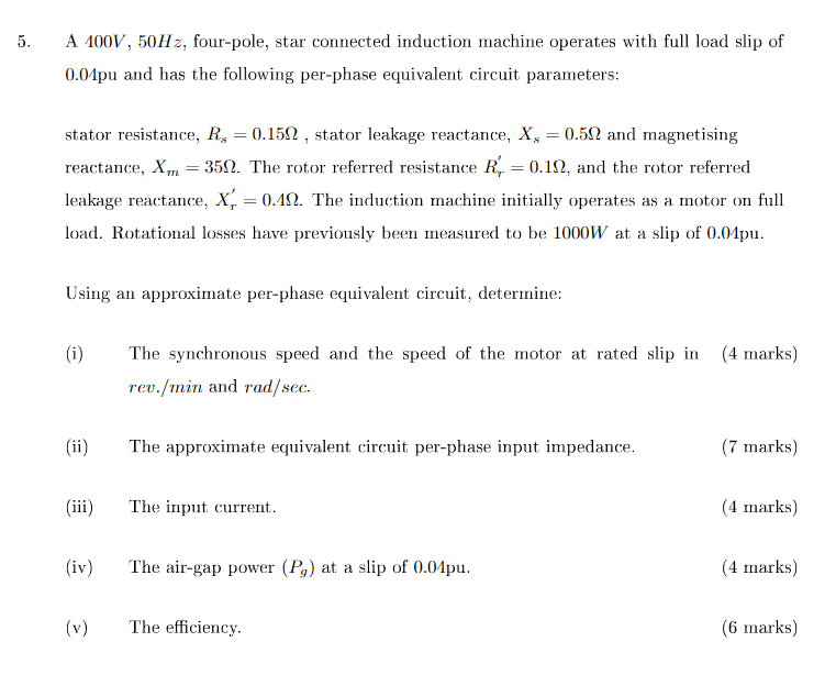 Solved A \\( 400 \\mathrm{~V}, 50 \\mathrm{~Hz} \\), | Chegg.com
