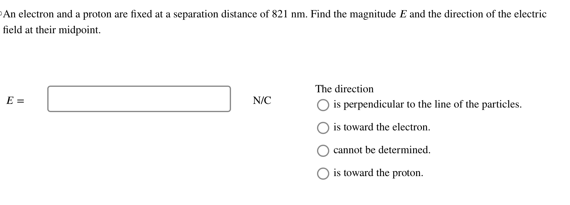 Solved An electron and a proton are fixed at a separation | Chegg.com