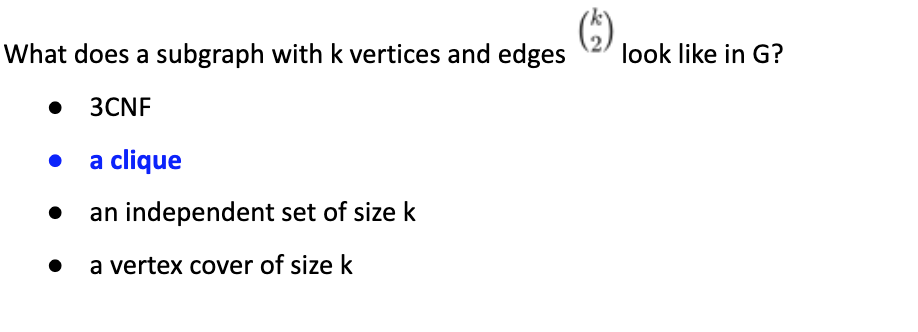 Solved What does a subgraph with k ﻿vertices and edges | Chegg.com
