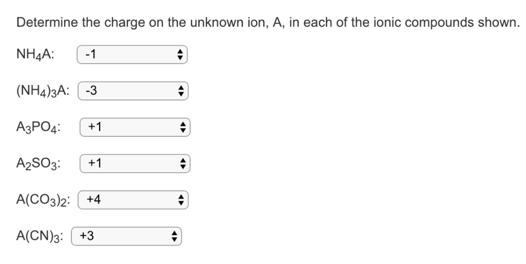 Solved Determine the charge on the unknown ion, A, in each | Chegg.com