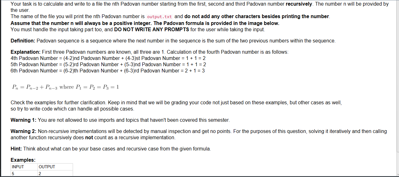 Solved Your task is to calculate and write to a file the nth | Chegg.com