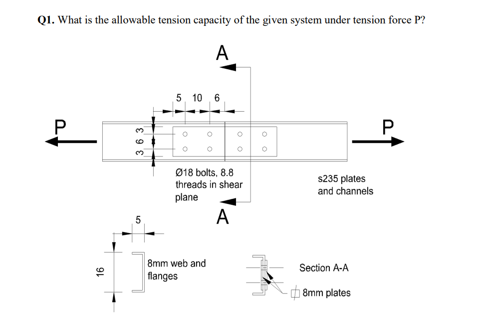 Solved Q1. ﻿What is the allowable tension capacity of the | Chegg.com