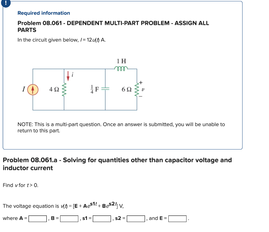 Solved ! Required information Problem 08.061 - DEPENDENT | Chegg.com