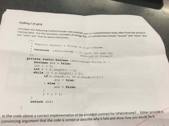 Solved Coding I Consider the following method header and | Chegg.com