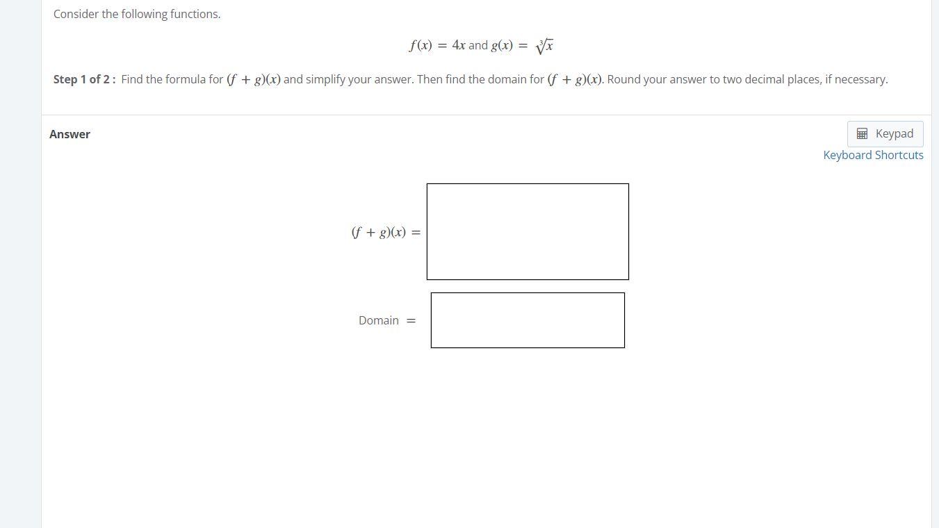 Solved Consider the following functions. f(x)=4x and g(x)=3x | Chegg.com