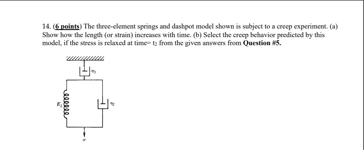14. (6 points) The three-element springs and dashpot | Chegg.com