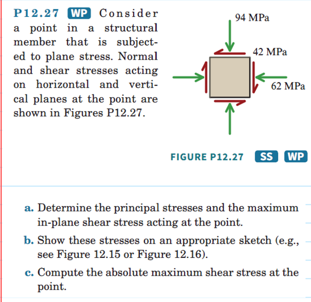 Solved P12.27 WP Consider a point in a structural member | Chegg.com