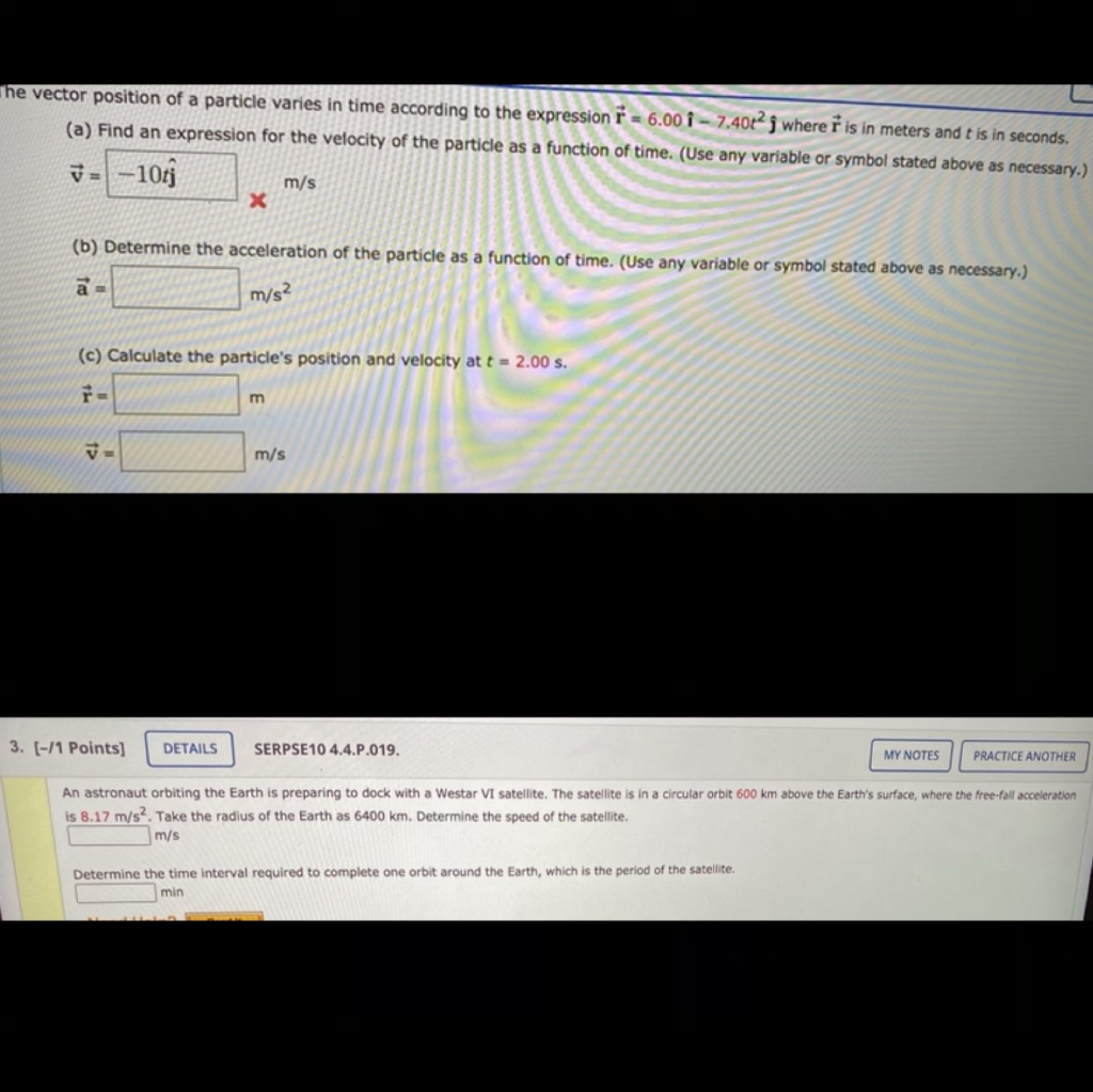 Solved ne vector position of a particle varies in time | Chegg.com