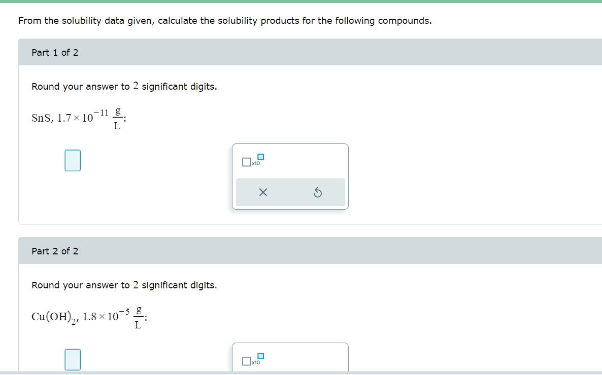 Solved From the solubility data given, calculate the | Chegg.com