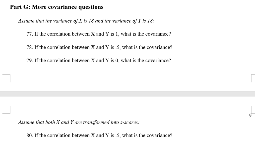 Solved Part G: More covariance questions Assume that the | Chegg.com