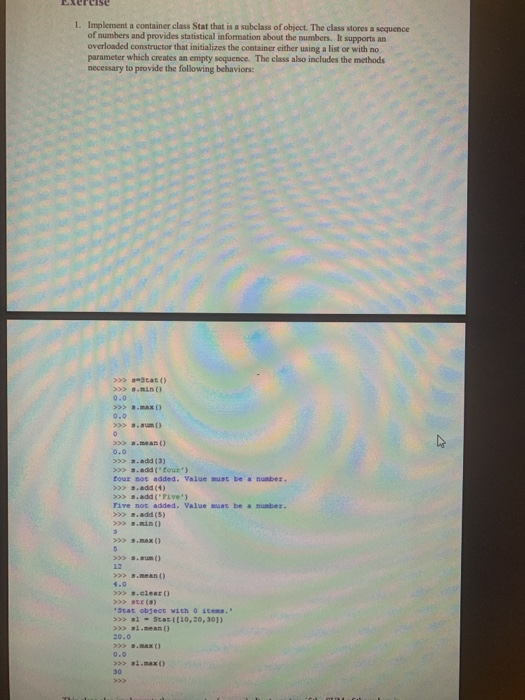 Solved I. Implement a container class Stat that is a | Chegg.com