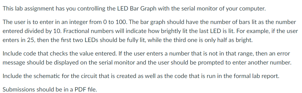 Solved This lab assignment has you controlling the LED Bar | Chegg.com