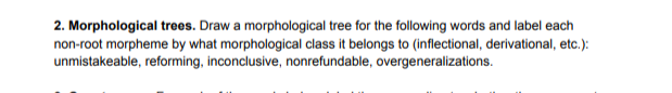 2. Morphological trees. Draw a morphological tree for | Chegg.com