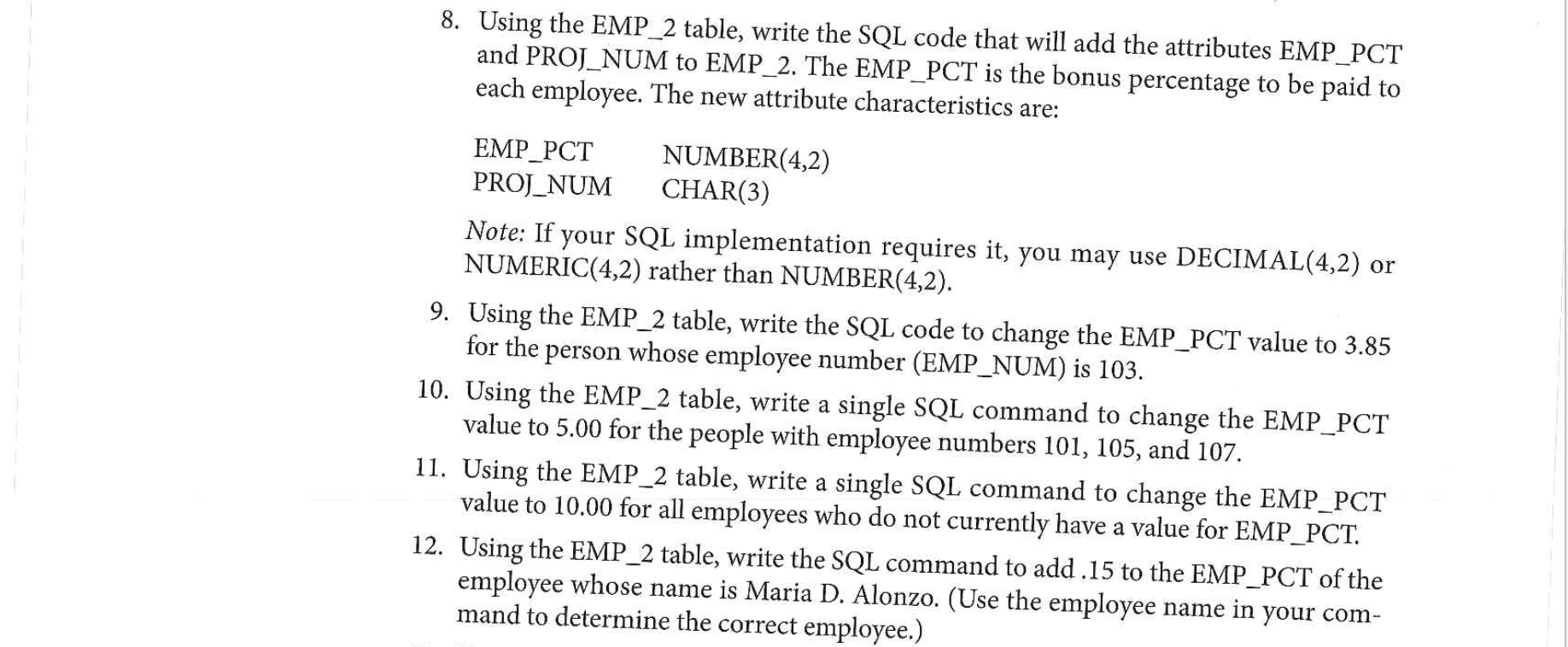 Solved FIGURE P8.15 THE EMP 2 TABLE CONTENTS EMP_INITIAL | Chegg.com