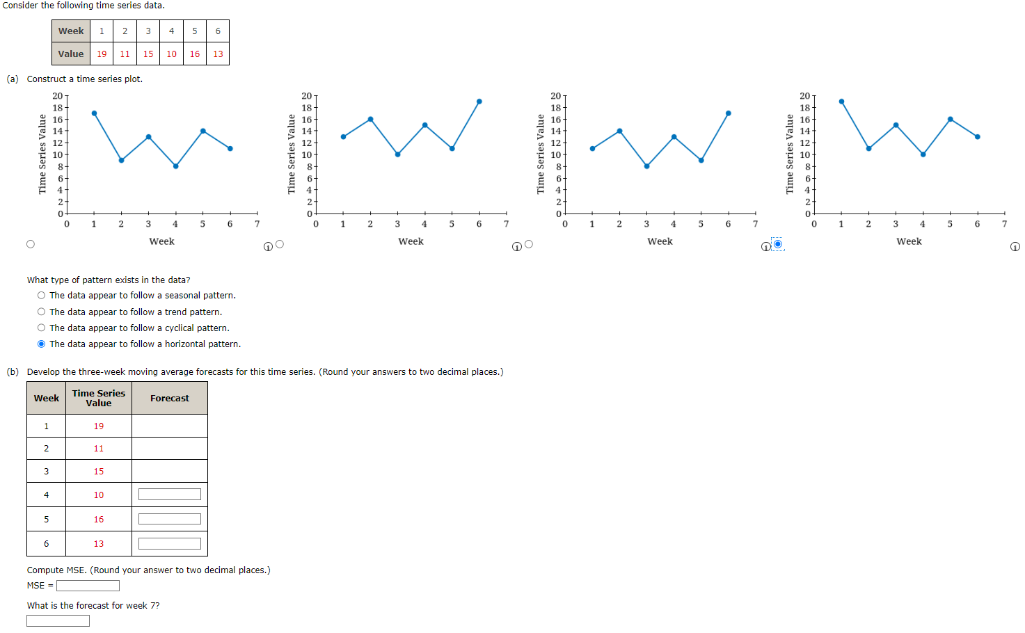 Solved Consider the following time series data. (a) | Chegg.com