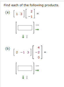 Solved Find each of the following products. (a) (1 3][-2] 1 | Chegg.com