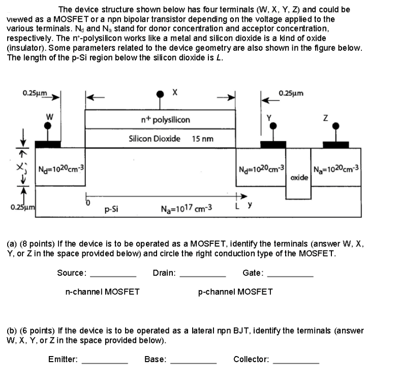 The device structure shown below has four terminals | Chegg.com