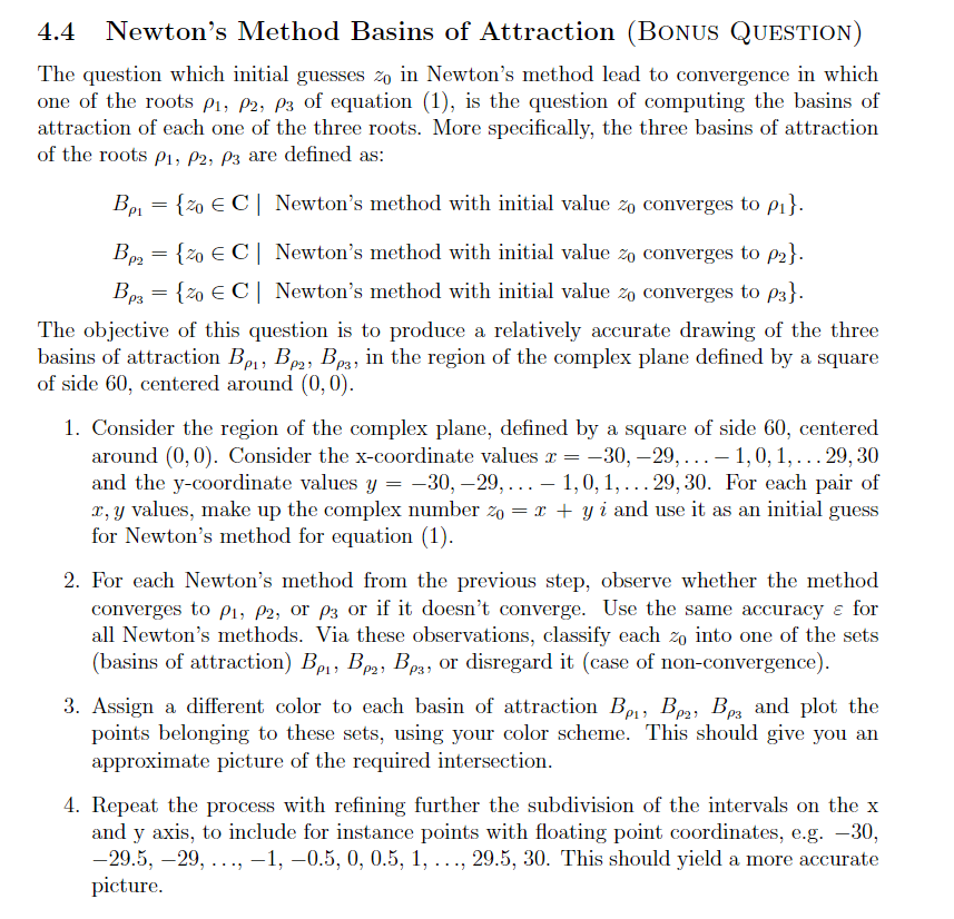 4.4 Newton's Method Basins of Attraction (Bonus | Chegg.com