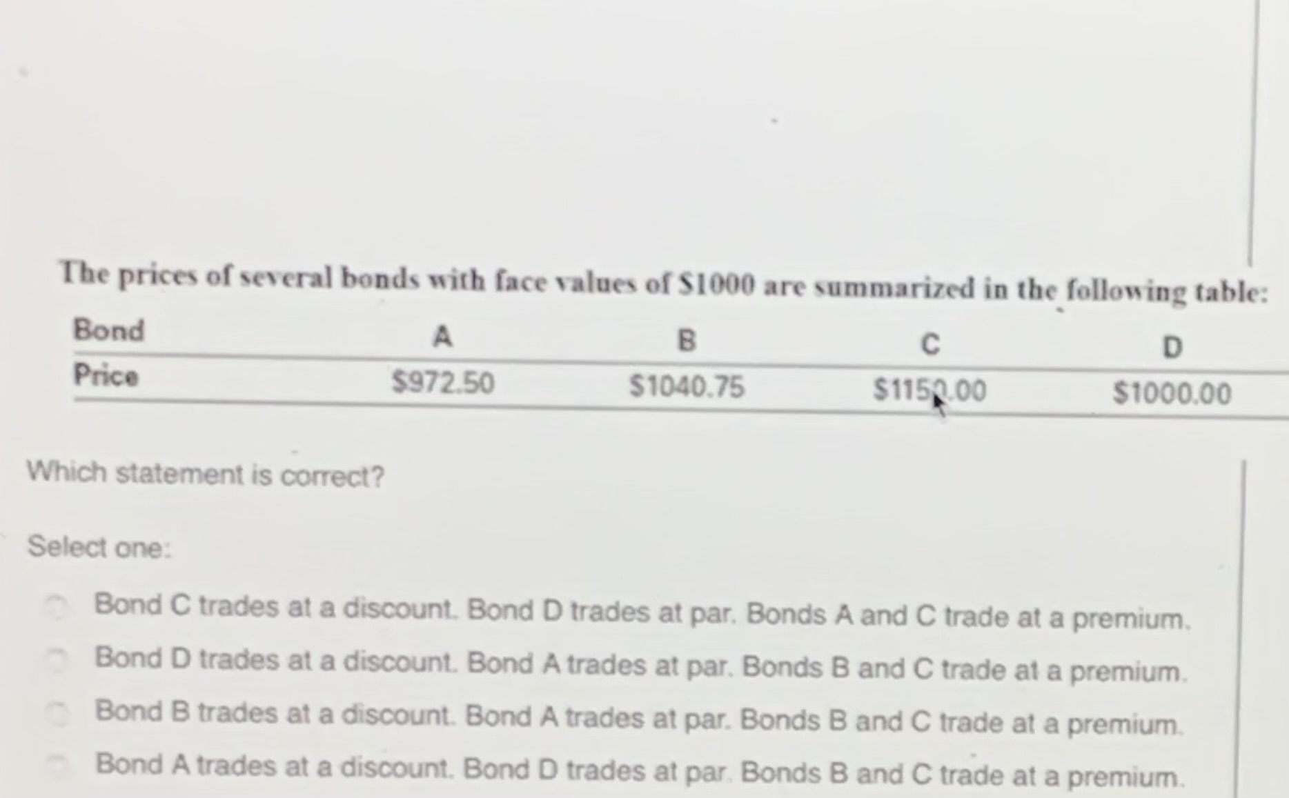 Solved The prices of several bonds with face values of \( \$ | Chegg.com
