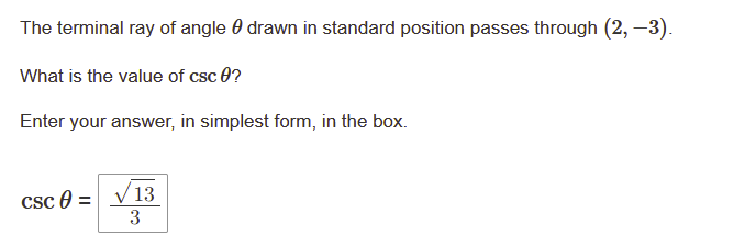 Solved The terminal ray of angle θ drawn in standard | Chegg.com