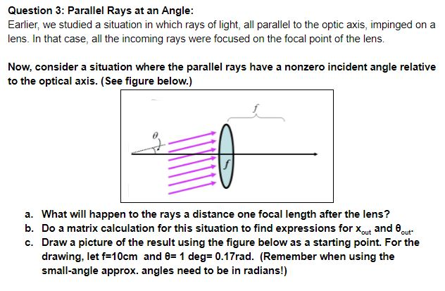 Question 3: Parallel Rays at an Angle: Earlier, we | Chegg.com