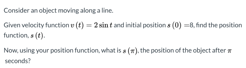 Solved Consider an object moving along a line. Given | Chegg.com