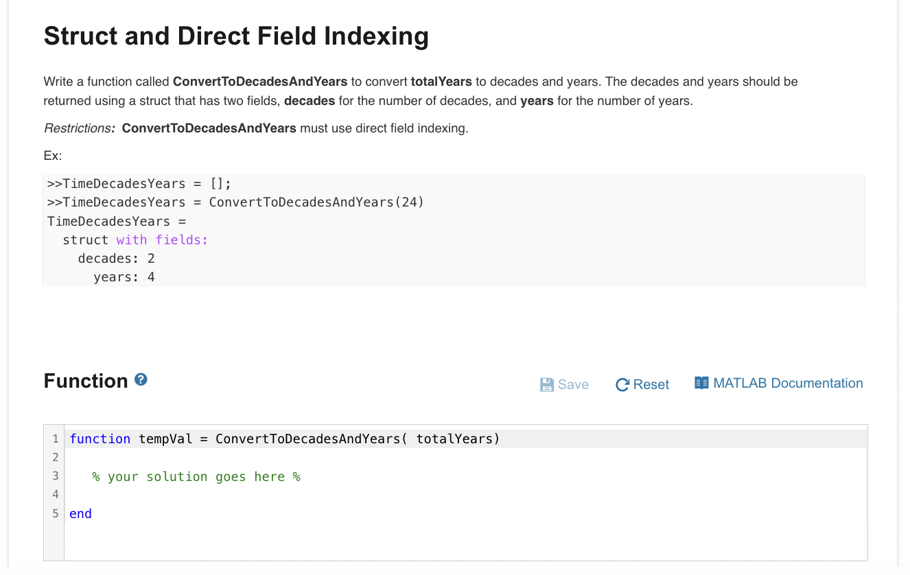 Struct and Direct Field Indexing Write a function | Chegg.com
