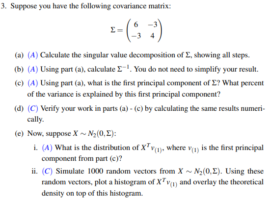 3. Suppose you have the following covariance matrix: | Chegg.com