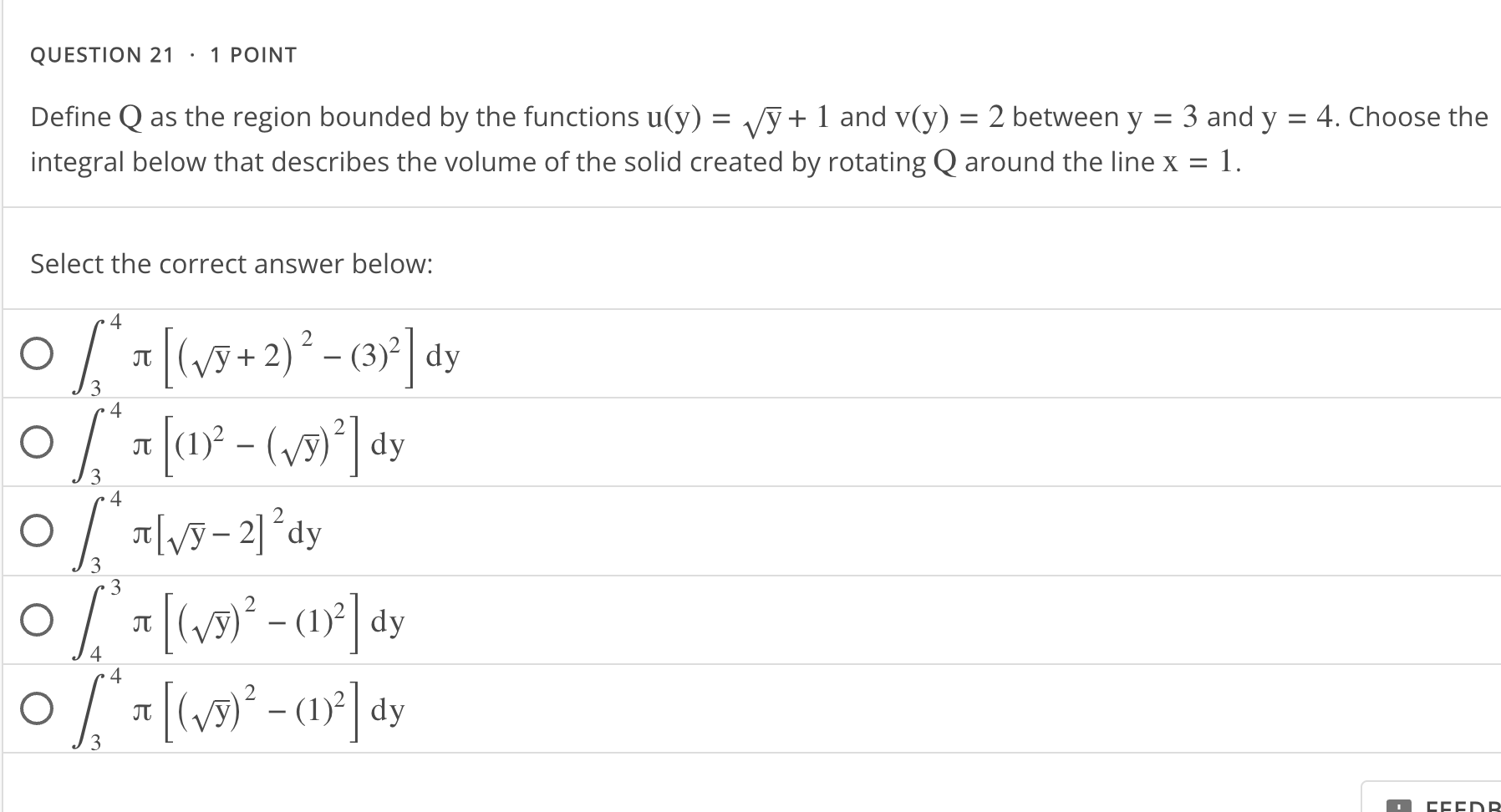 Solved QUESTION 21*1 POINT\\nDefine Q as the region bounded | Chegg.com