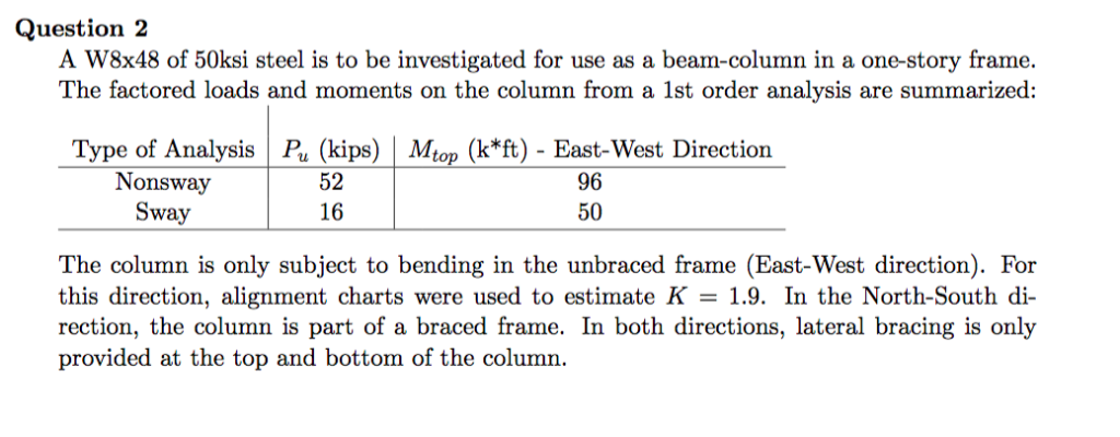 Question 2 A W8x48 of 50ksi steel is to be | Chegg.com