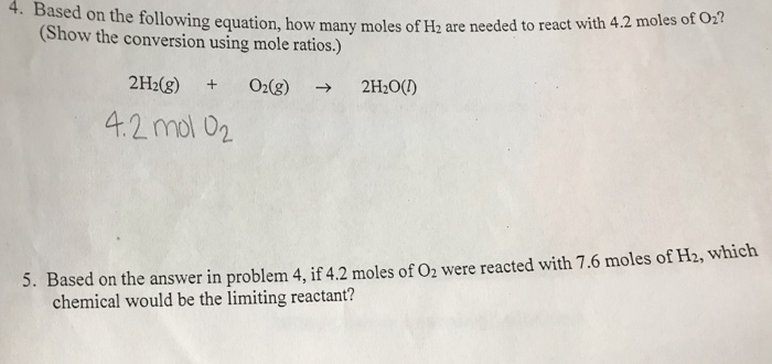Solved 4. Based on the following eq uation, how many moles | Chegg.com