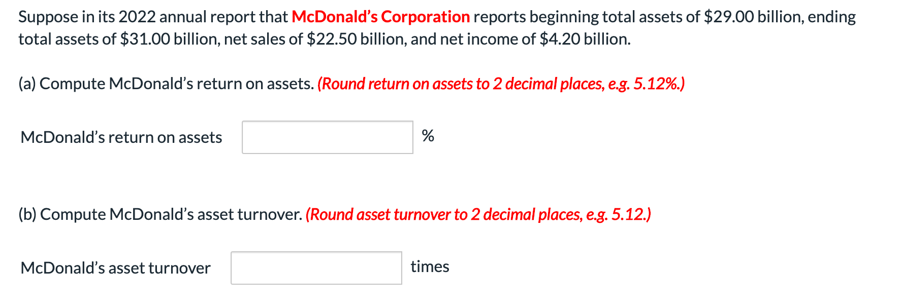 Solved Suppose in its 2022 annual report that McDonald's | Chegg.com Solved Suppose in its 2022 annual report that McDonald's | Chegg.com