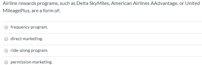 Solved Airline rewards programs, such as Delta SkyMiles, | Chegg.com