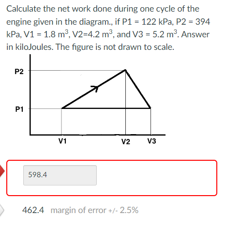 Solved Calculate the net work done during one cycle of the | Chegg.com