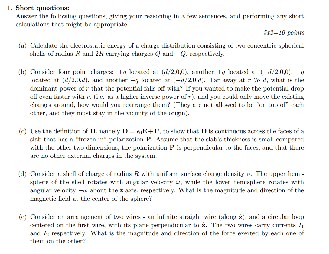 Solved Short questions:Answer the following questions, | Chegg.com
