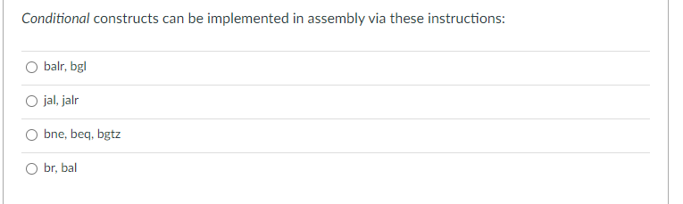 Solved Conditional constructs can be implemented in assembly | Chegg.com